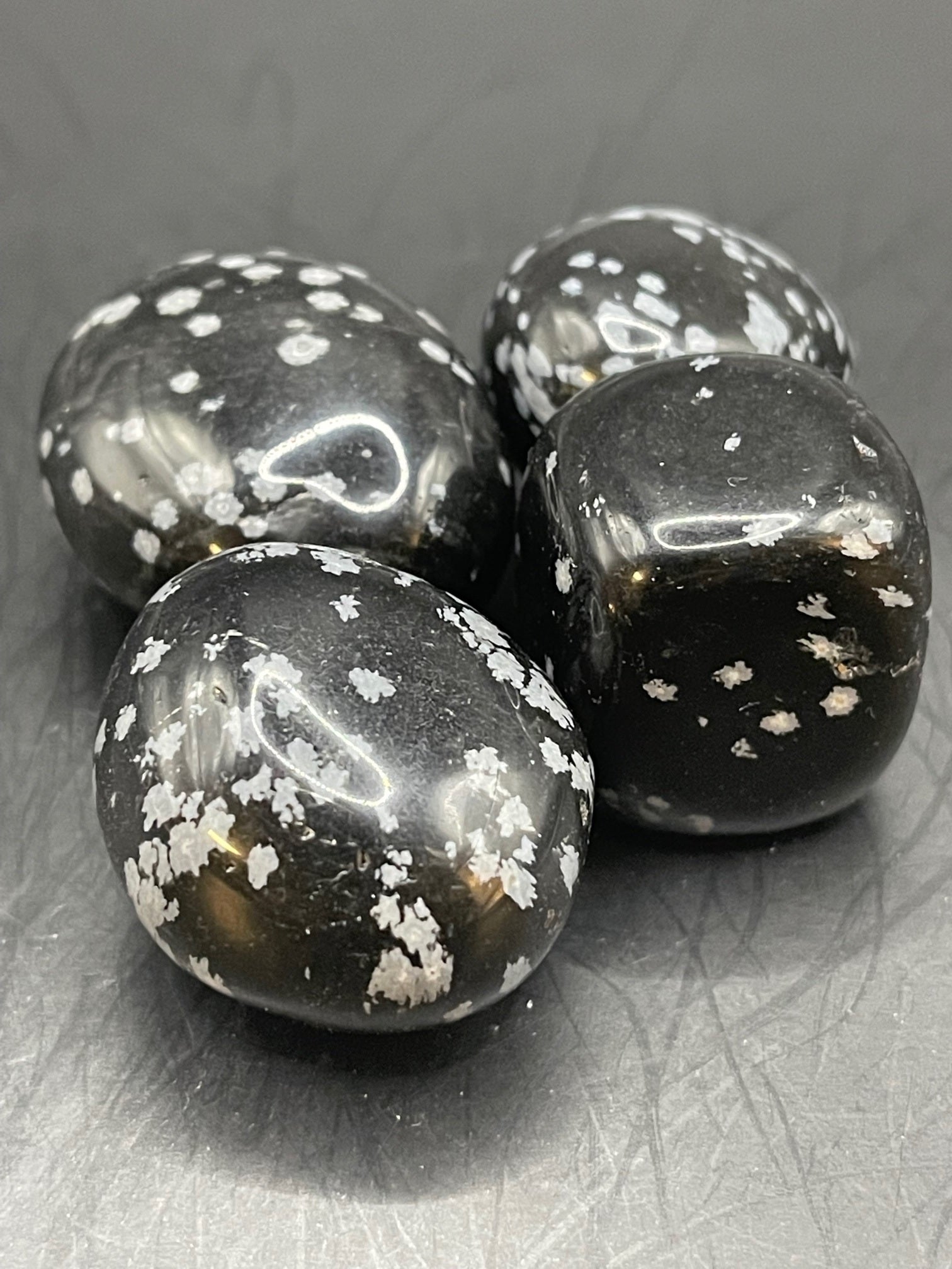 Snowflake Obsidian Tumble | MommaLuna